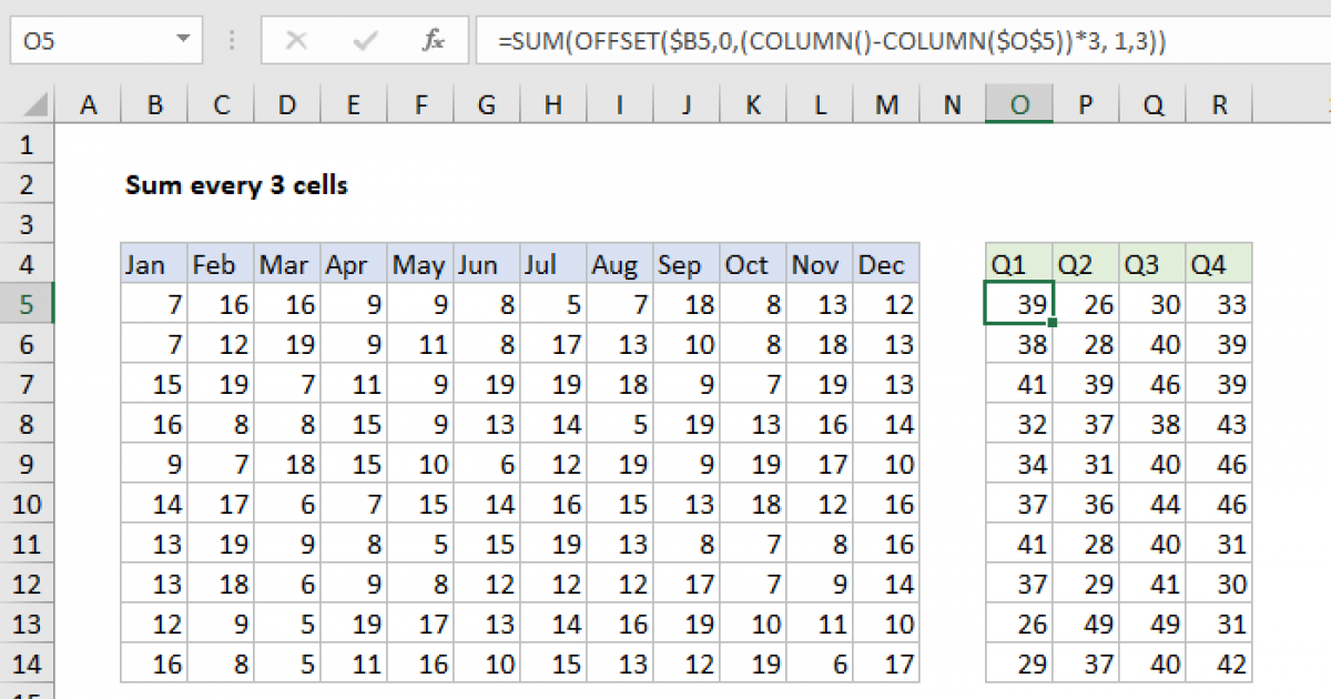 Sum Every 3 Cells Excel Formula Exceljet